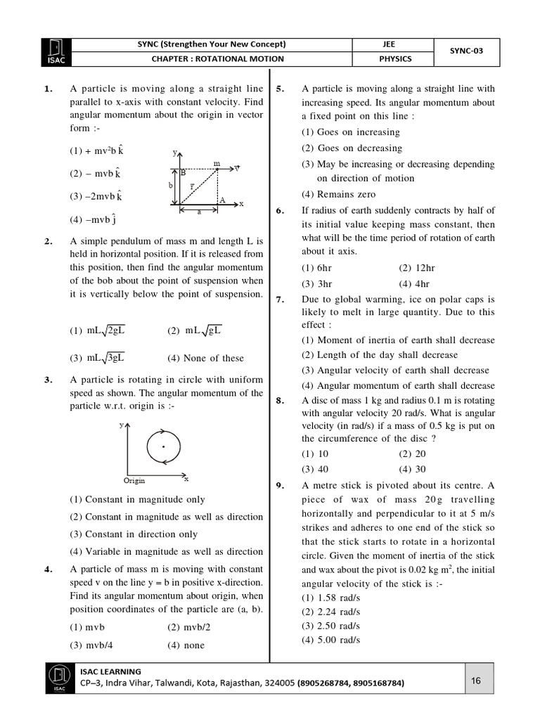 Rotational Motion - 3 | PDF | Angular Momentum | Rotation