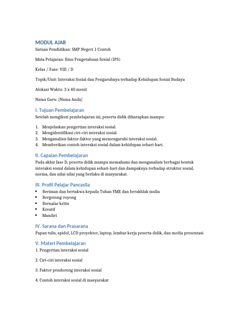 Modul Ajar IPS UKIN PPG Lengkap | PDF