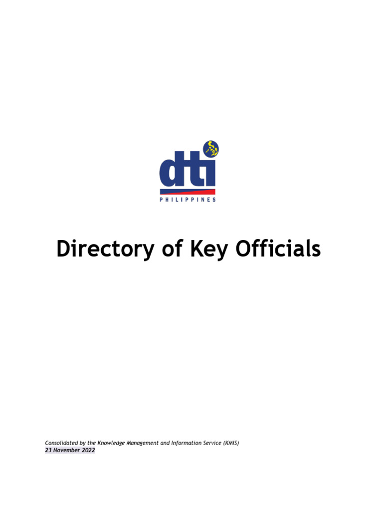 DTI Directory of Key Officials 2025 | PDF | Consul (Representative ...