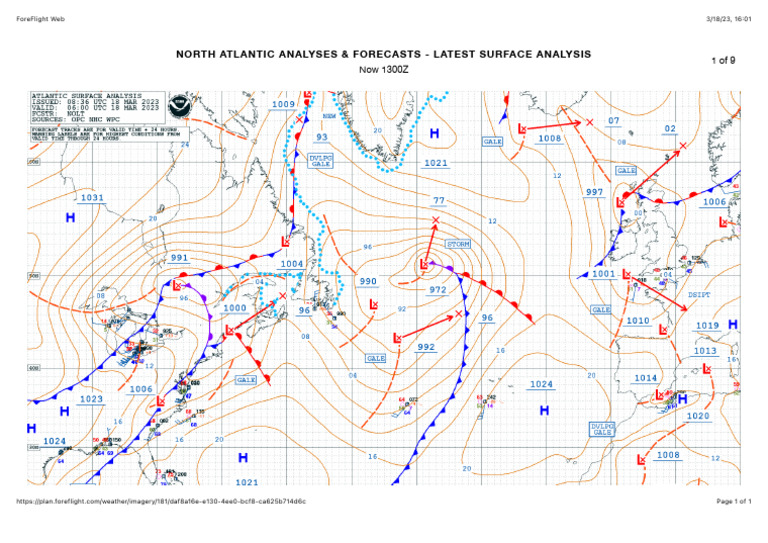 North Atlantic Surface Analysis | PDF | Weather Events | Storms