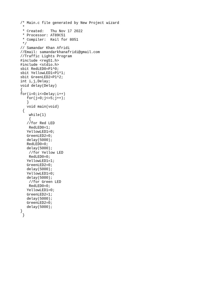Traffic Lights Using 8051 Microprocessor Proteus Simulation | PDF