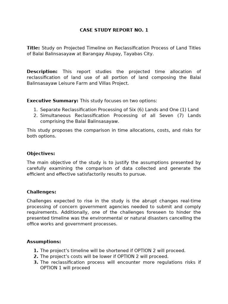 Case Study Report No.1 | PDF