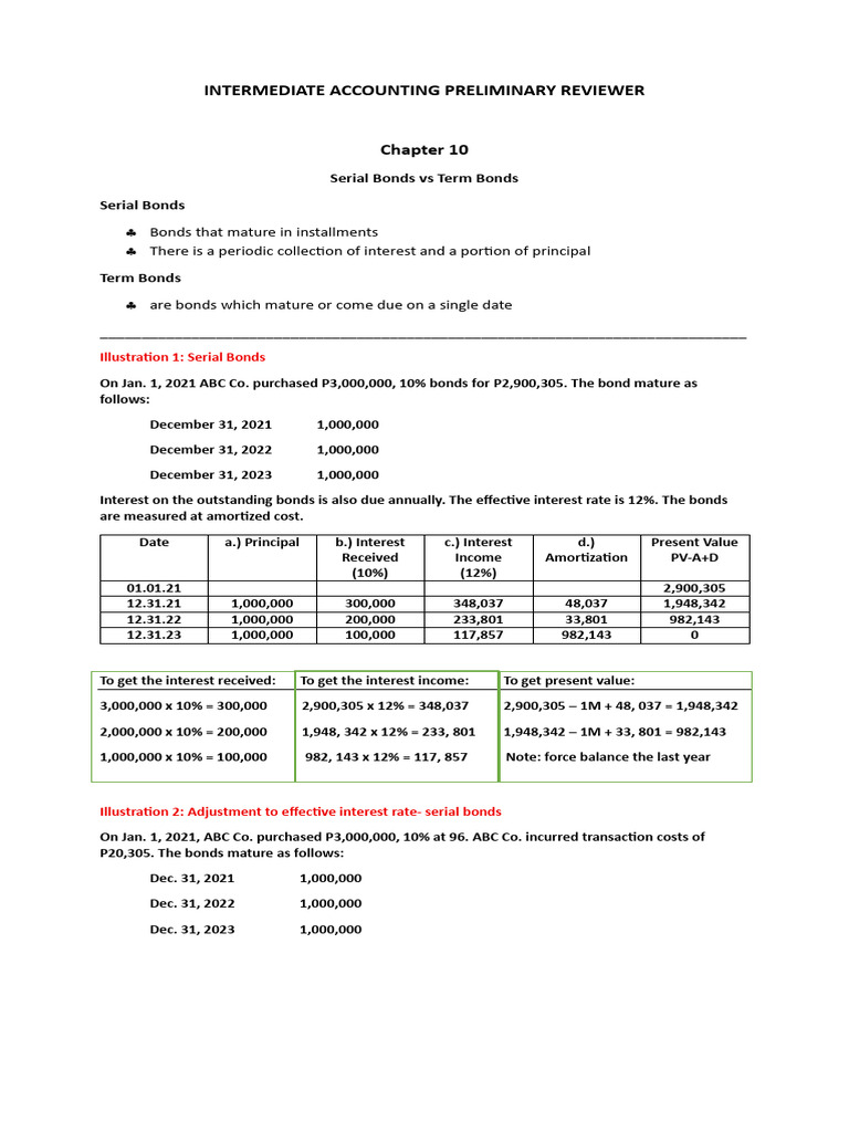 Chapter 10 Intermediate Accounting Preliminary Reviewer Pdf Bonds