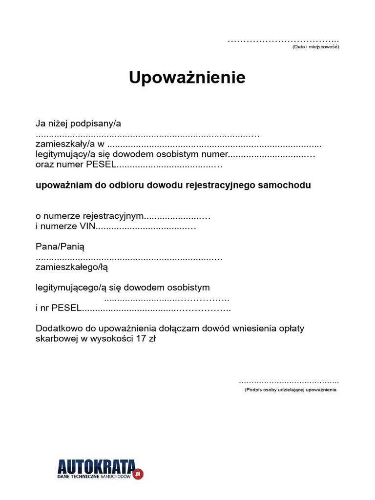 Upowaznienie Kopia | PDF