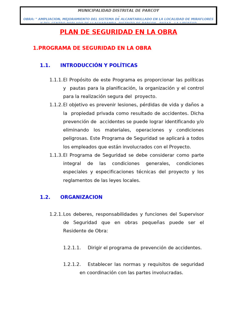 Plan de Seguridad en La Obra AP y Alc Miraflores | PDF | Andamio | Soldadura