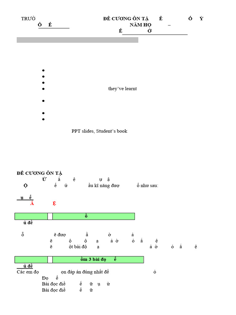- Tiếng Anh 10 - De cuong cuoi HK2 (NH 24-25) | PDF