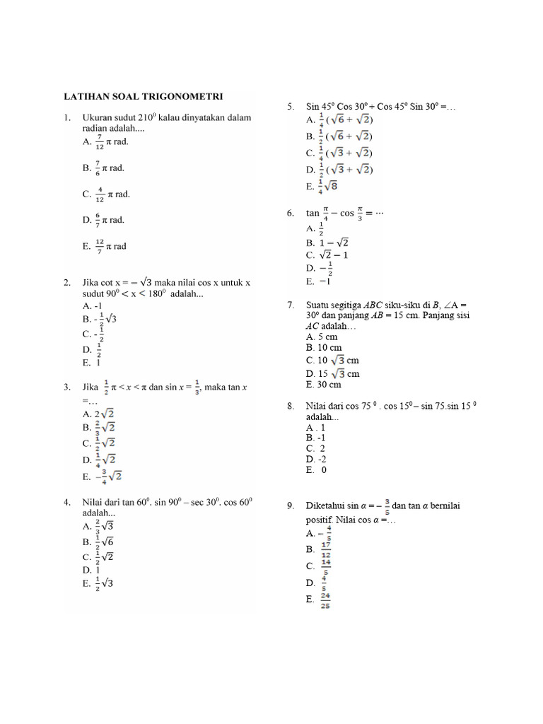 Latihan Soal Trigonometri | PDF