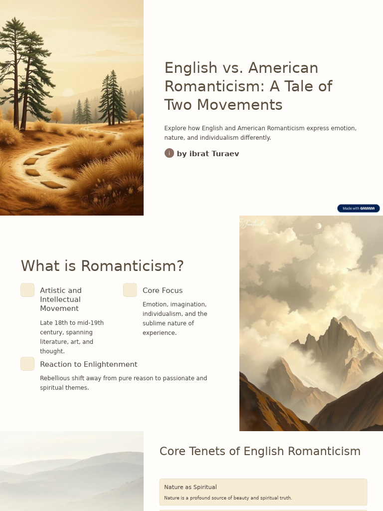 English Vs American Romanticism A Tale of Two Movements | PDF | Romanticism