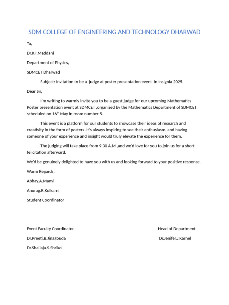 Invitation For Judges | PDF