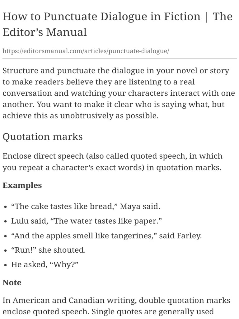 How To Punctuate Dialogue in Fiction - 1746832318103 | PDF | Quotation ...