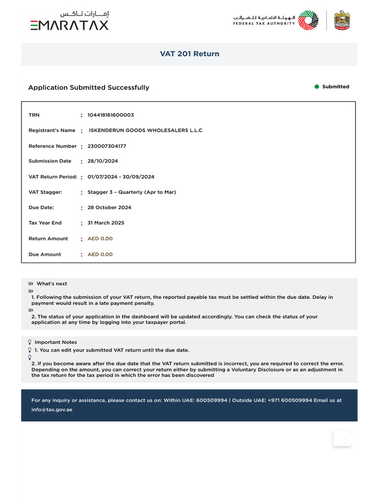 Iskendurun Vat Return Submit | PDF