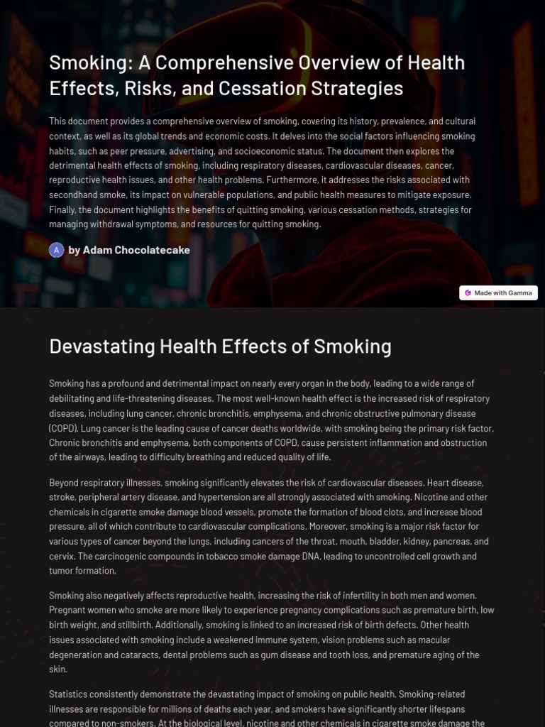 Smoking A Comprehensive Overview of Health Effects Risks and Cessation Strategies | PDF ...