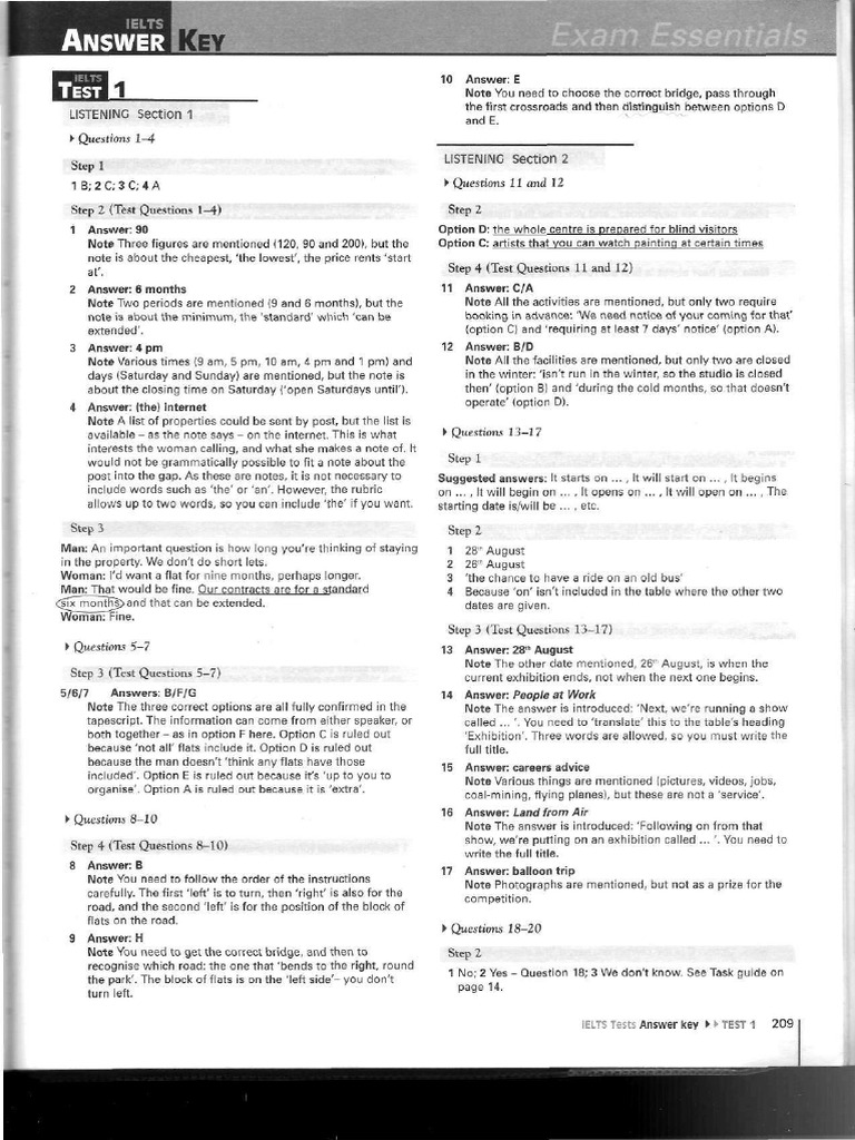IELTS - TEST 1 - Listening With Guide - KEYS | PDF