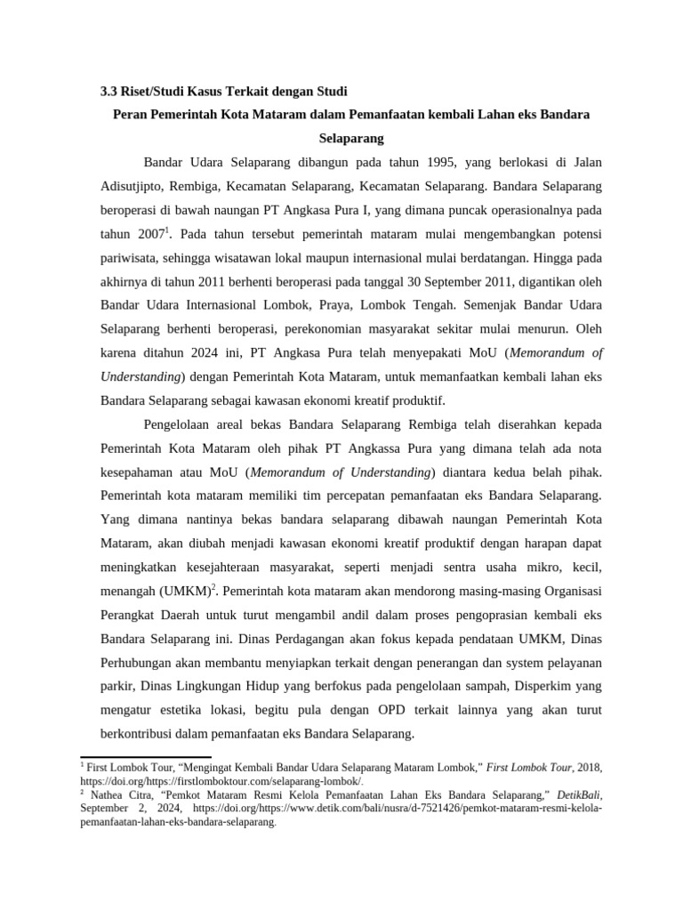 Ex Bandara Selaparang Riset | PDF