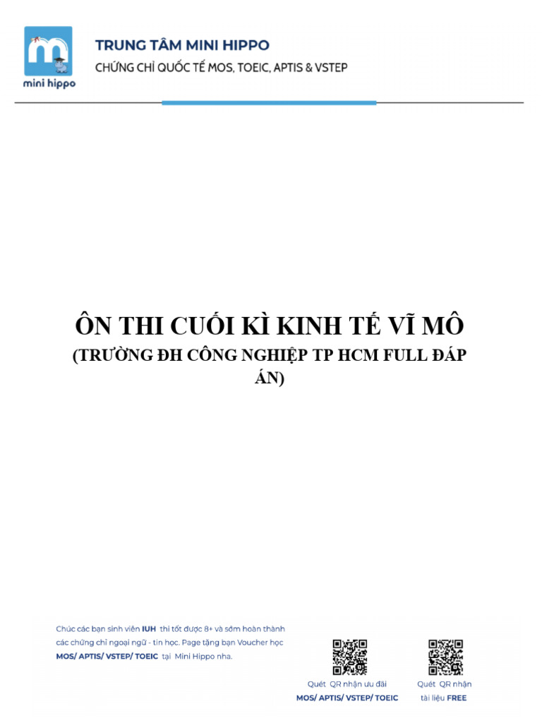 Kinh Tế Vĩ Mô - Trắc Nghiệm (Iuh) | PDF
