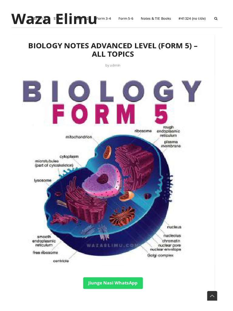 Biologynotesadvancedlevel (Form5) Alltopics 1747638146983 | PDF ...