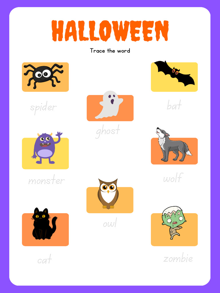 Find and Circle Halloween Worksheet in Black and White Simple Style | PDF