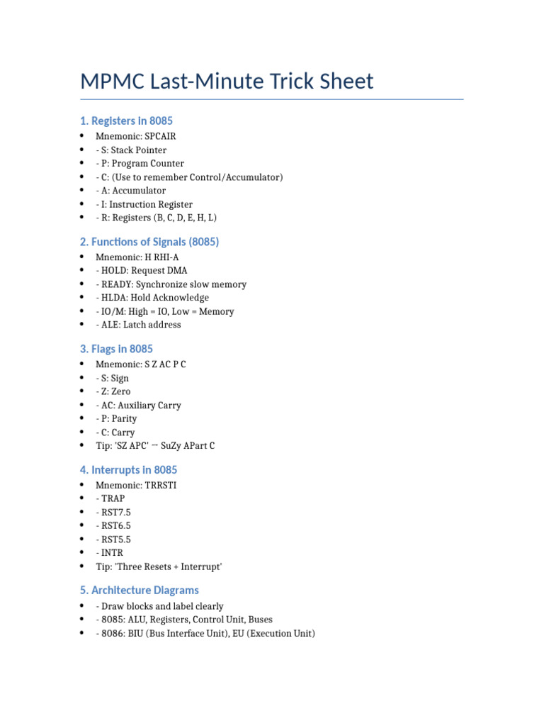 MPMC_Trick_Sheet | PDF