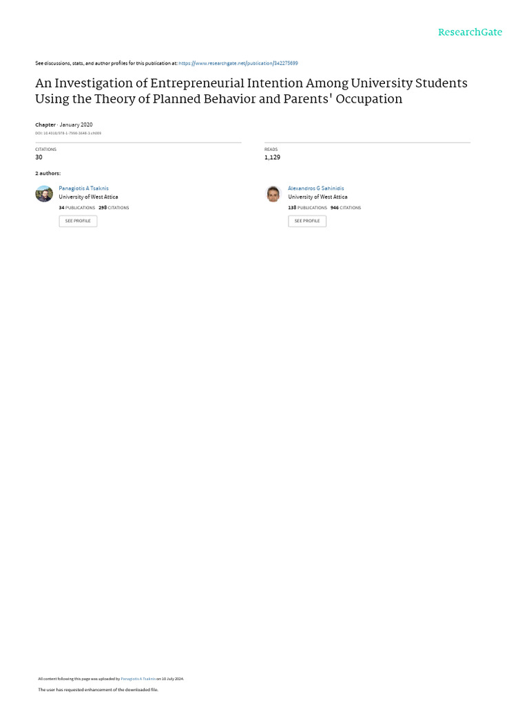 Published Aninvestigationof Entrepreneurial Intention | PDF ...