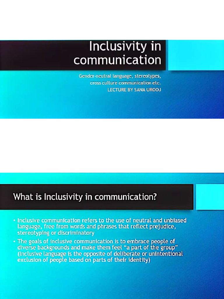 Inclusivity in Communication | PDF
