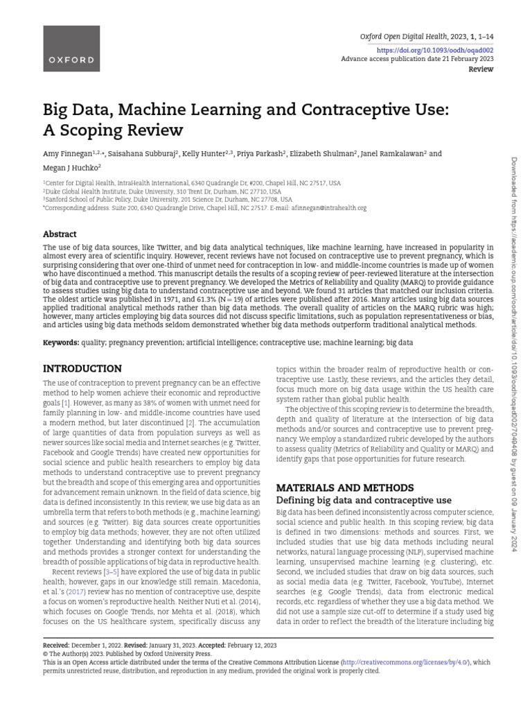 Big Data Machine Learning and Contracept | PDF | Birth Control | Big Data