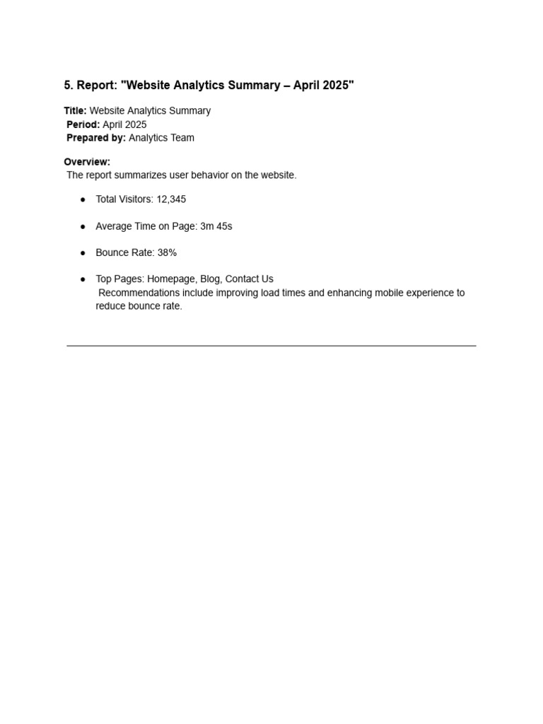Report - Website Analytics Summary - April 2025 | PDF