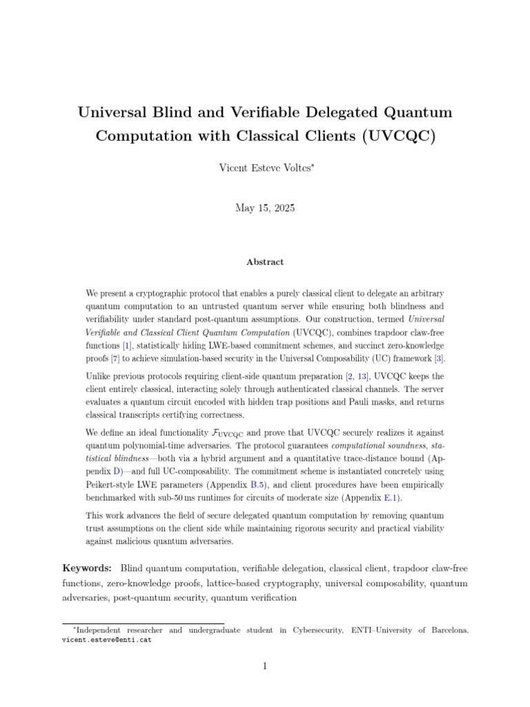 Computation With Classical Clients | PDF | Quantum Computing | Applied Mathematics