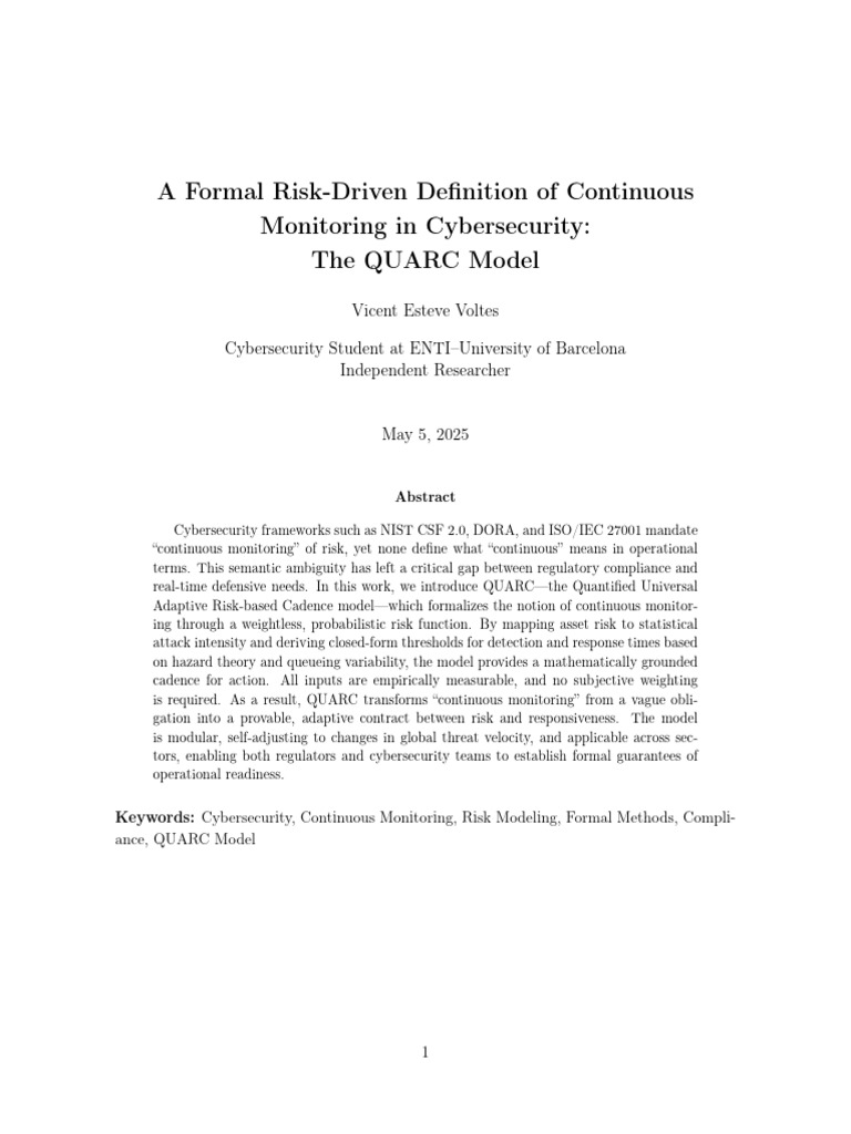 Continous Monitoring Definition | PDF | Risk | Computer Security