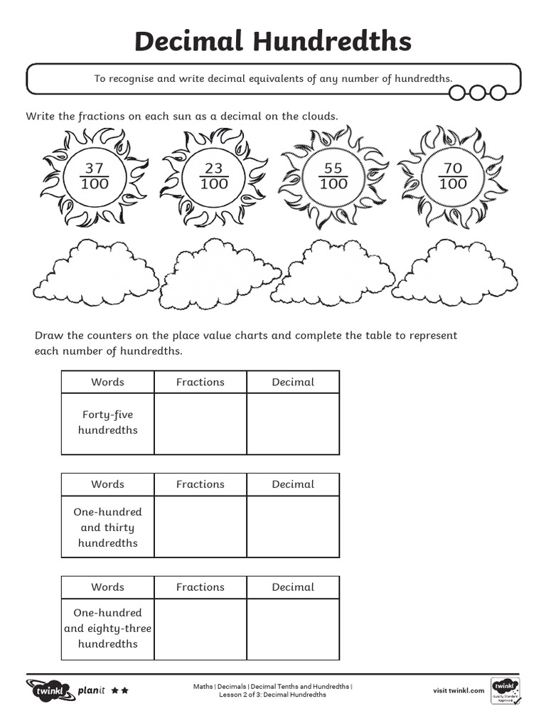 Decimal Hundredths Activity Sheet | PDF