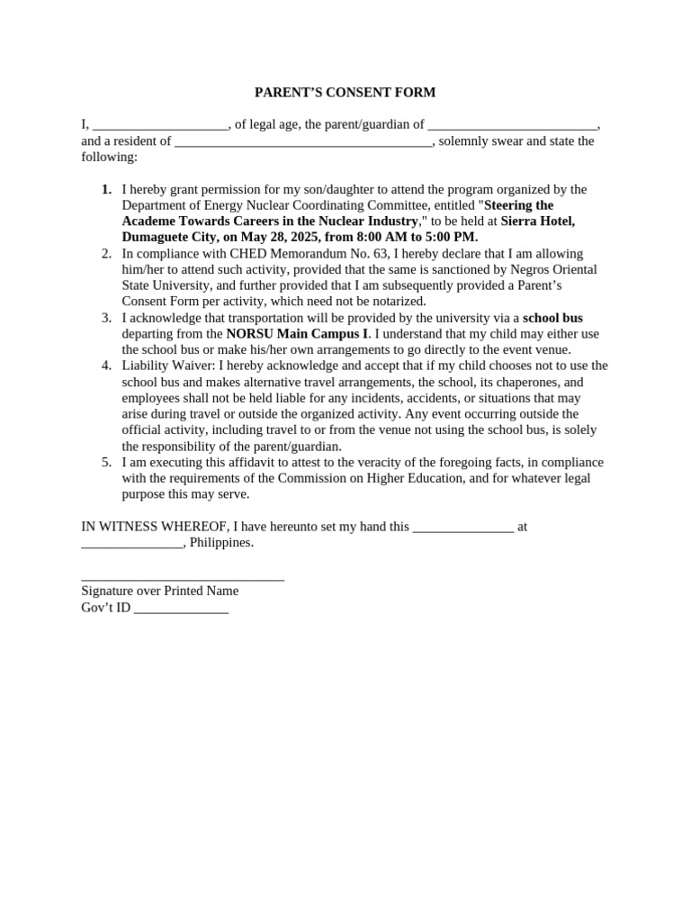 PARENTs Consent | PDF