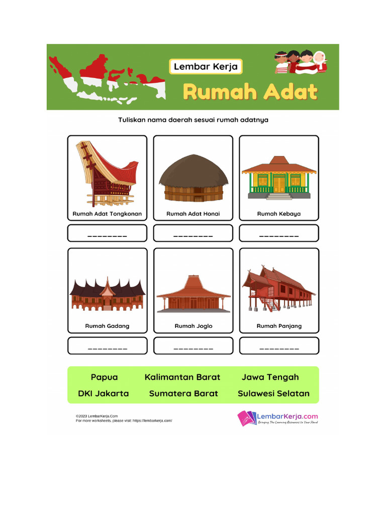 worksheet rumah adat | PDF