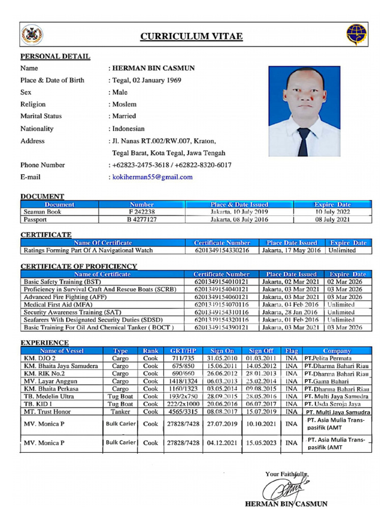 CV Herman Bin Casmun | PDF