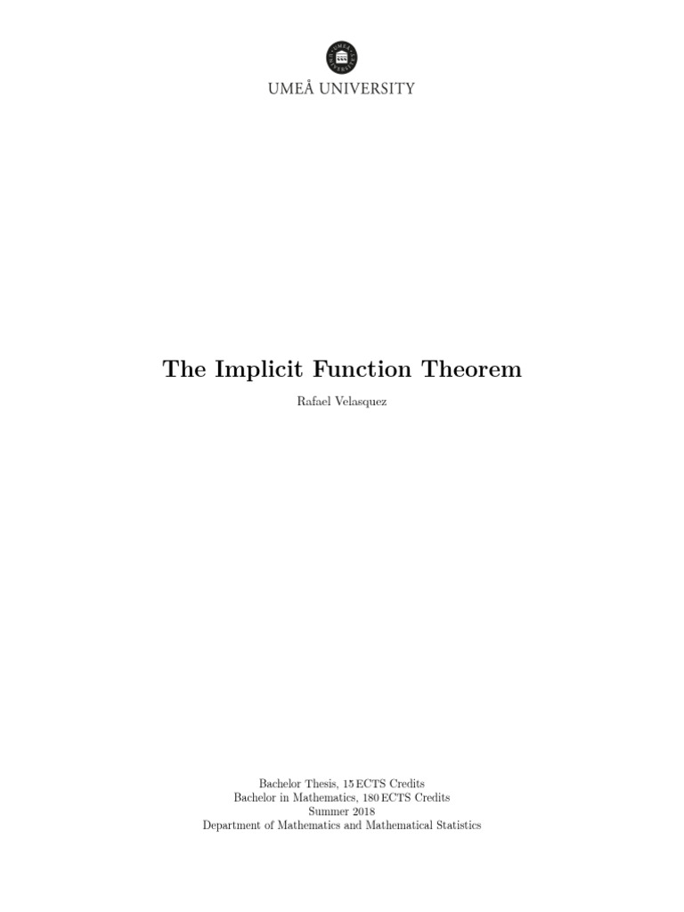 The Implicit Function Theorem Pdf Function Mathematics