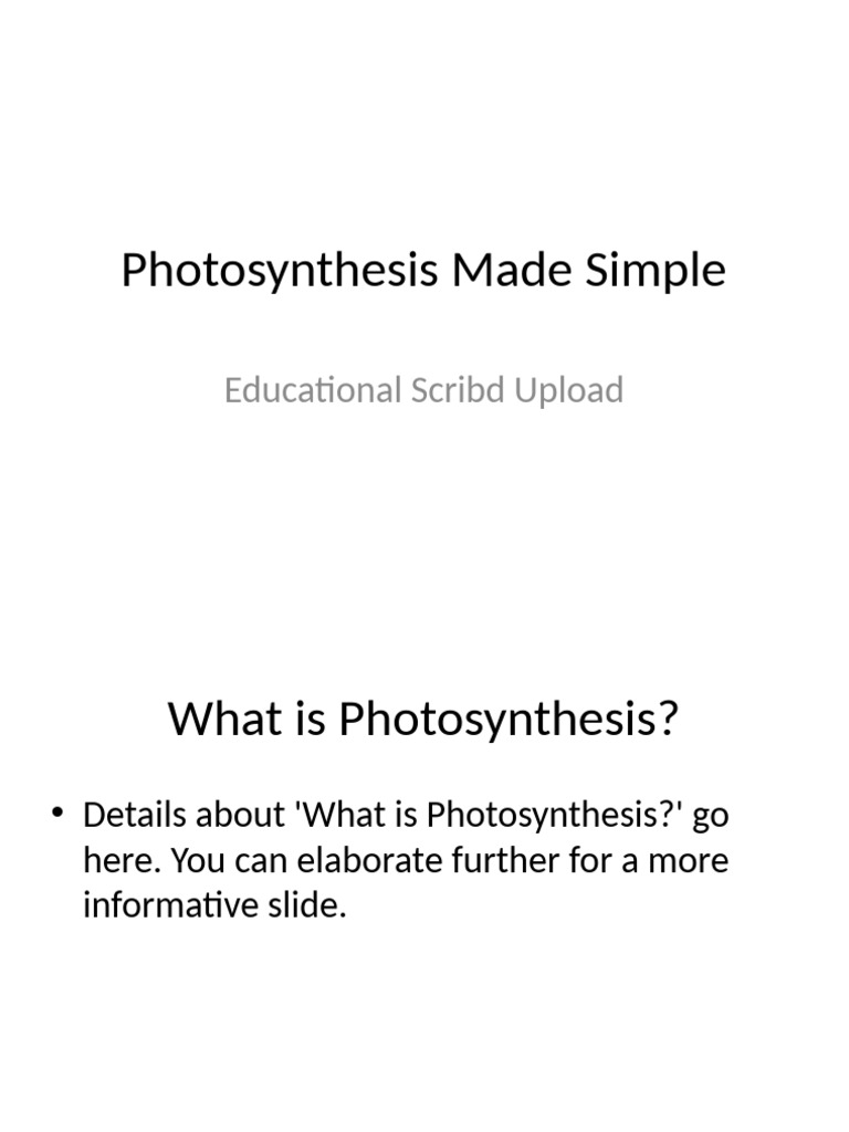 Photosynthesis Made Simple | PDF