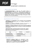 Sample Corporate Secretary Certificate | PDF