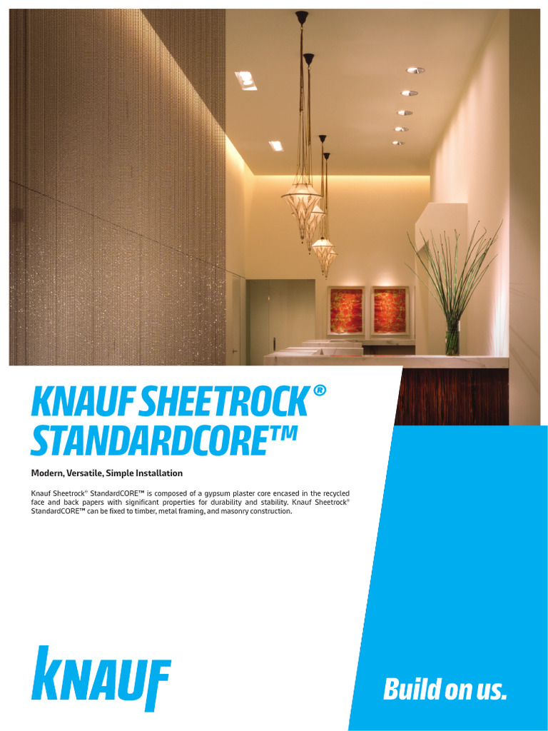 Knauf Sheetrock StandardCORE 12.5mm 16mm Brochure | PDF | Drywall | Building Engineering