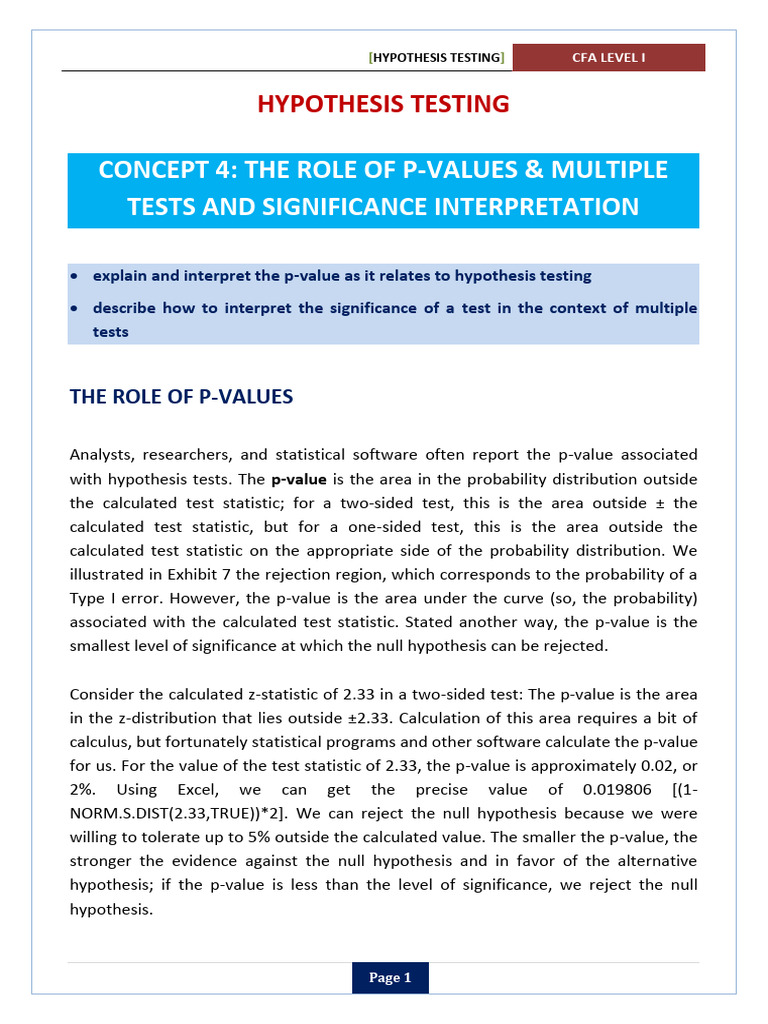 Understanding P-Values in Hypothesis Testing | PDF | P Value ...