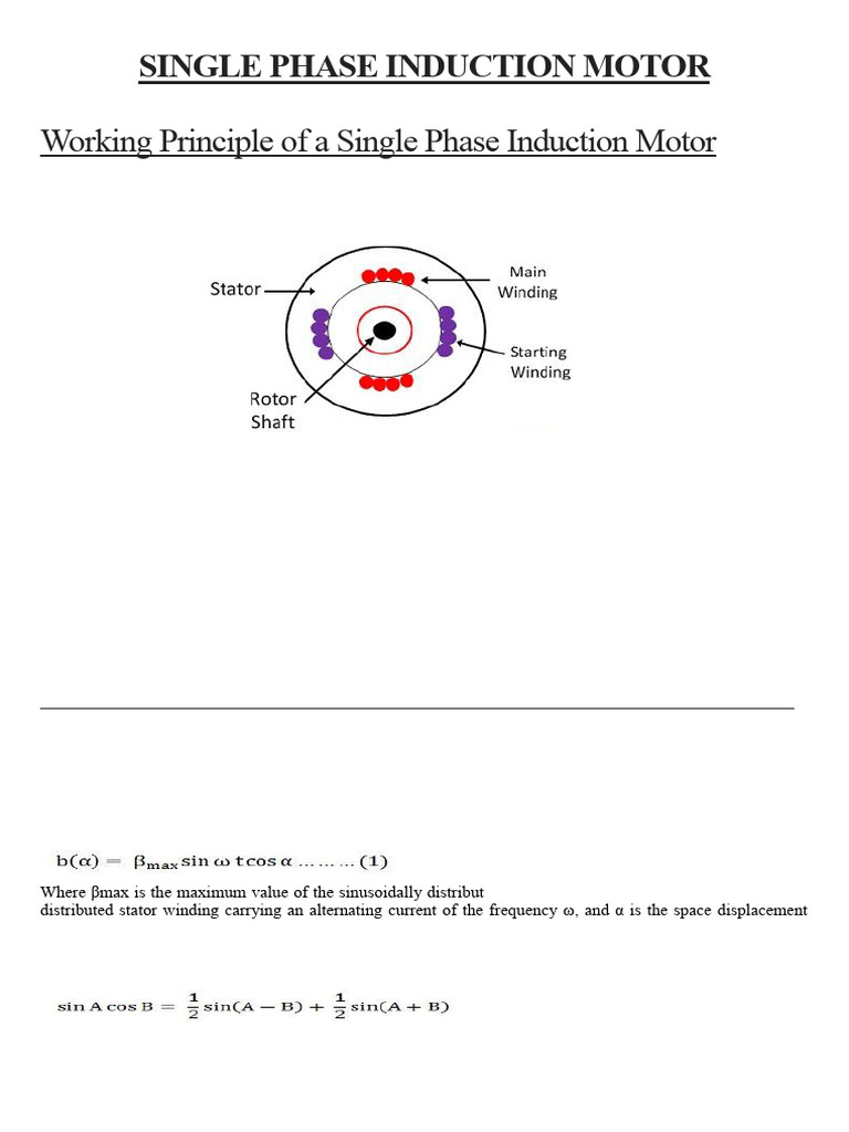 Working Principle of Single Phase Induction Motor | PDF | Electric ...