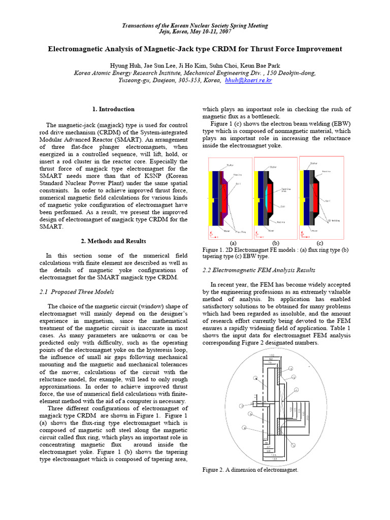 Electromagnetic Analysis of Magnetic-Jack Type CRDM For Thrust Force ...