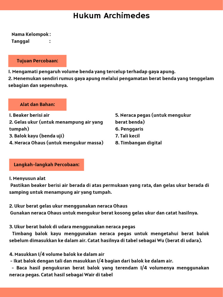 LKPD Hukum Archimedes BY SALMA SATIRA | PDF
