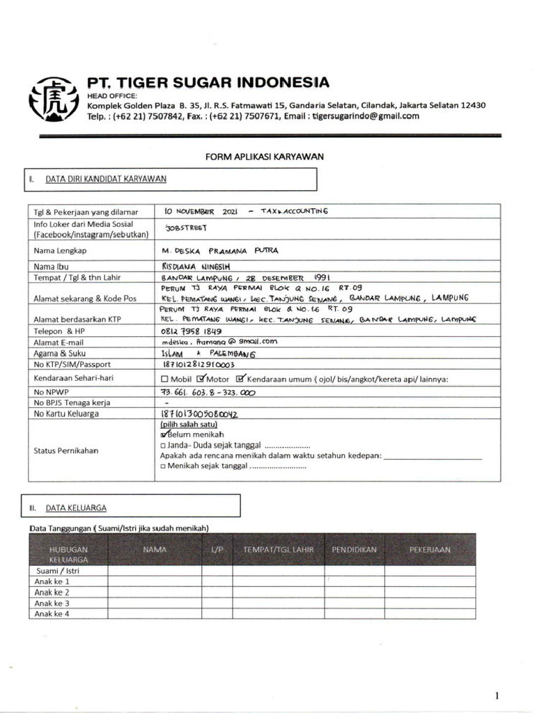 M Deska Pramana Putra-Form Aplikasi Karyawan | PDF