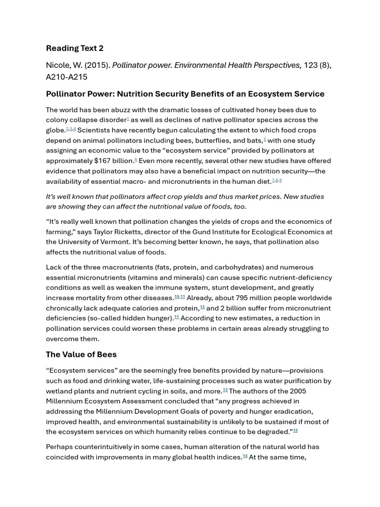 Reading-Into-Writing 2425 Text 2 | PDF | Pollination | Vitamin