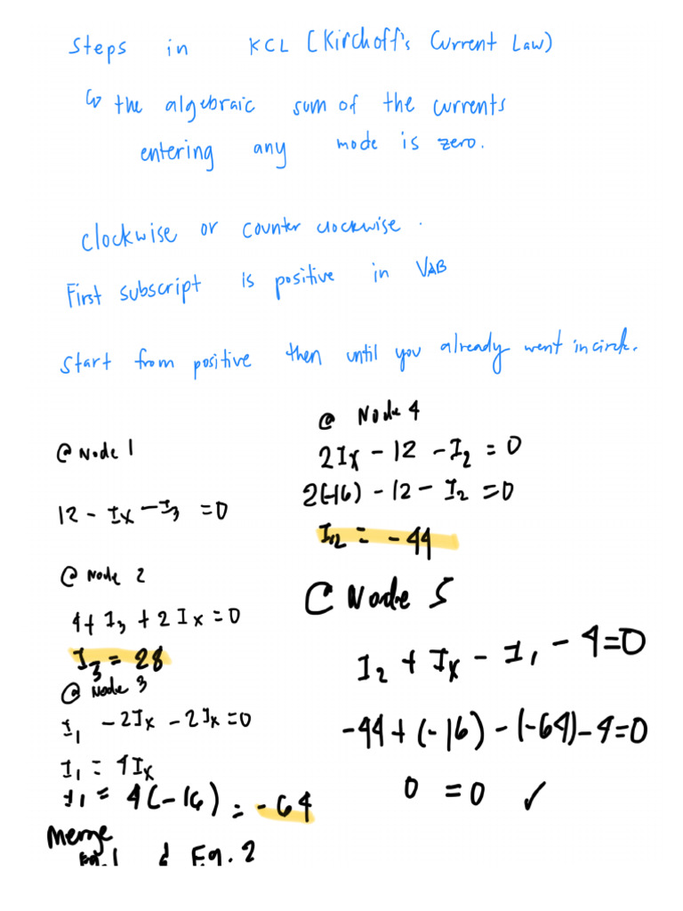 Steps in KCL (Kirchoff's Current Law) | PDF