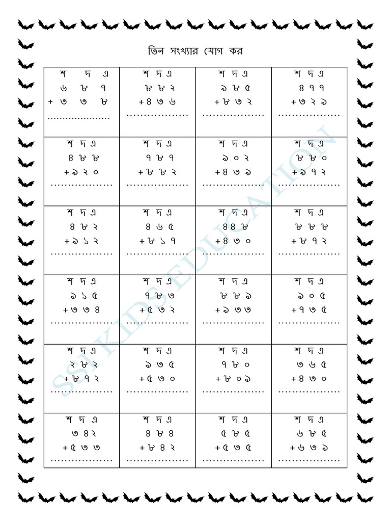 Class Iii Math Home Work Sheet (Addition) Part-1 | PDF