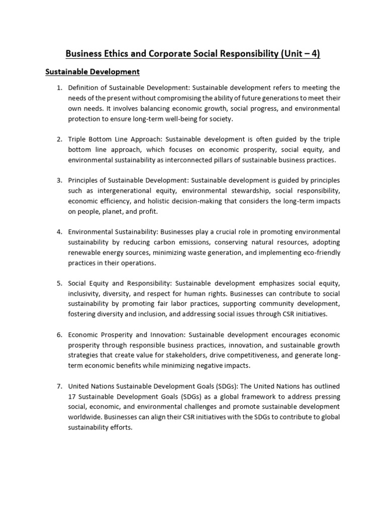 Sustainable Development in Business Ethics | PDF | Sustainability ...