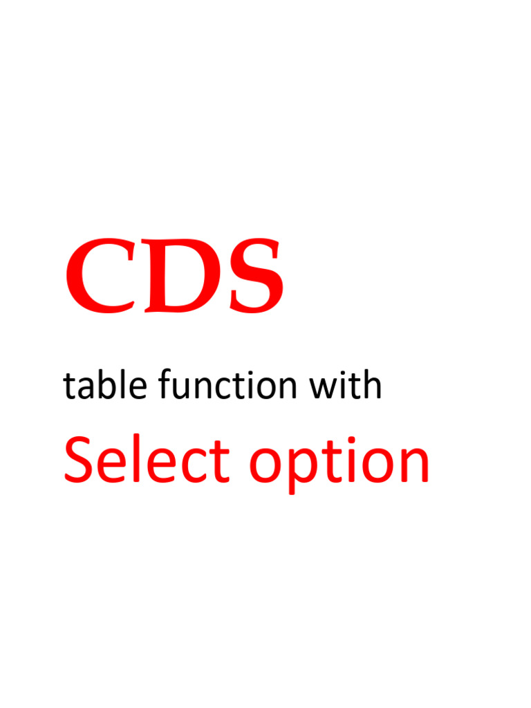 CDS Table Function 1746255335 | PDF