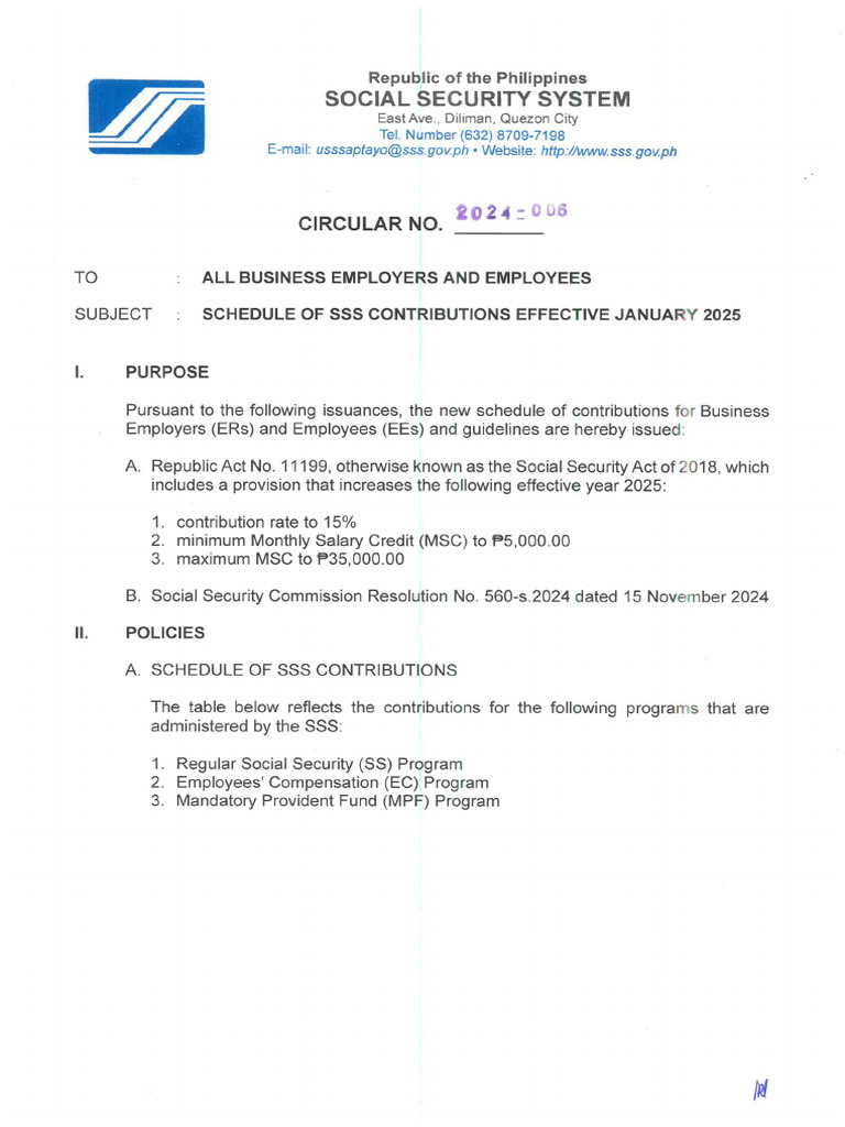 SSS Circular No. 2024-006 | PDF