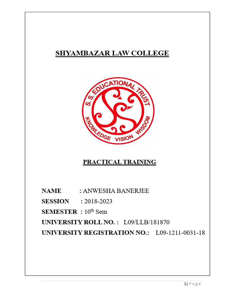 Practical Training Final Copy (Anwesha Banerjee) | PDF