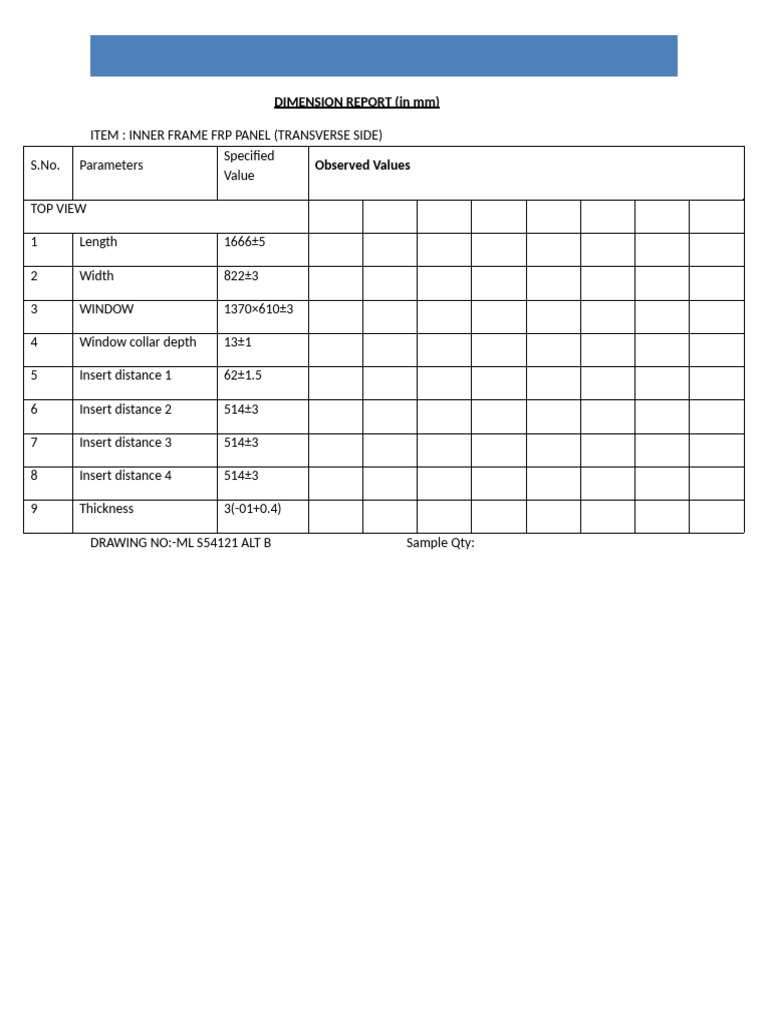 Dimension Report (In MM) | PDF