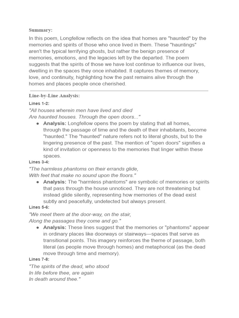 Haunted Houses Summary and Analysis | PDF | Ghosts